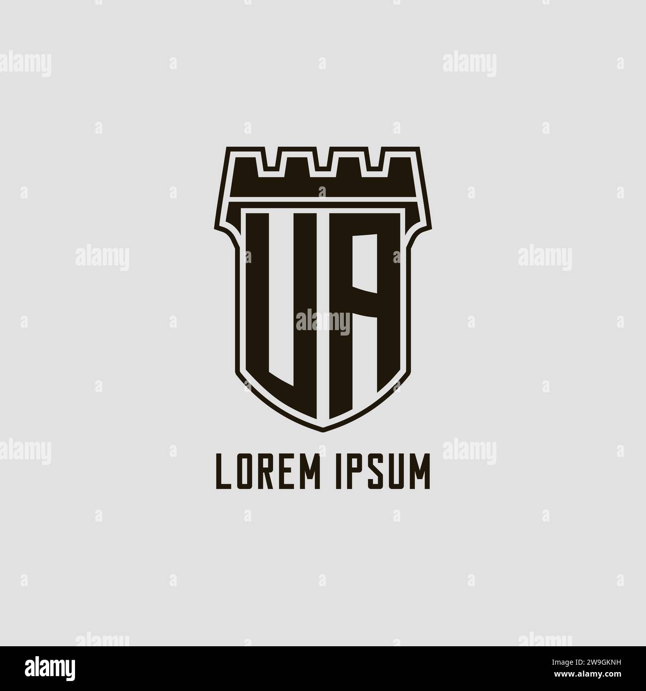 Monogram UA with shield fortress logo design style vector graphic Stock ...