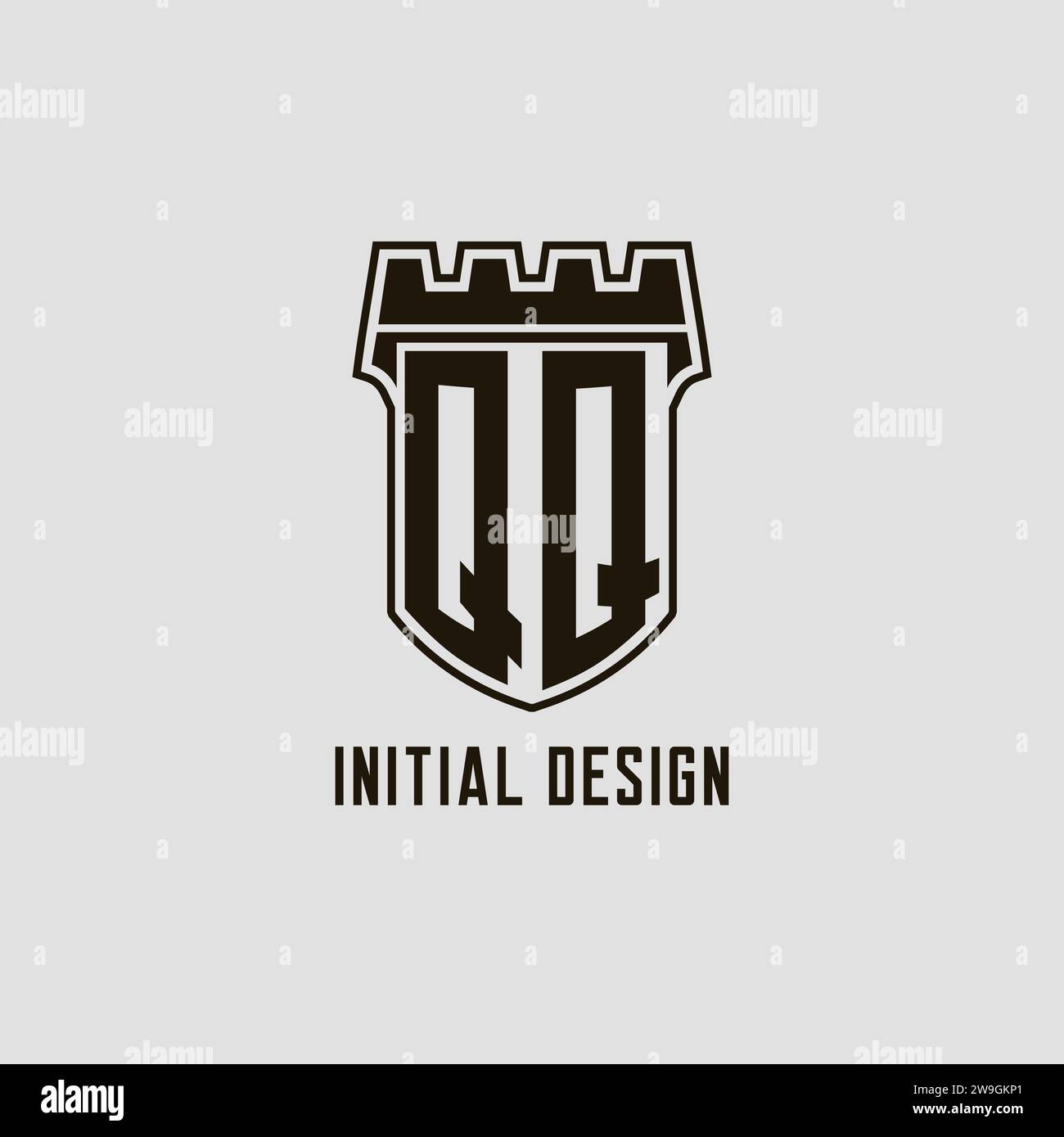 Monogram QQ with shield fortress logo design style vector graphic Stock ...