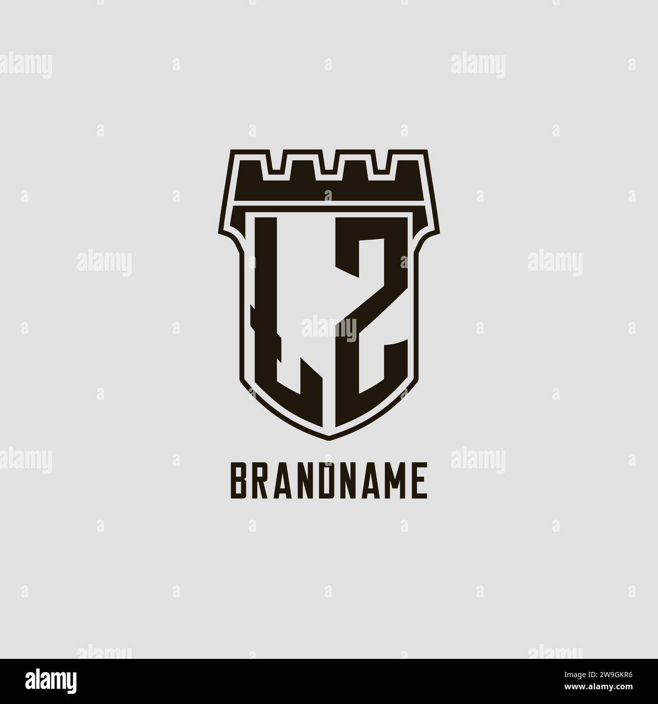 Monogram LZ with shield fortress logo design style vector graphic Stock ...