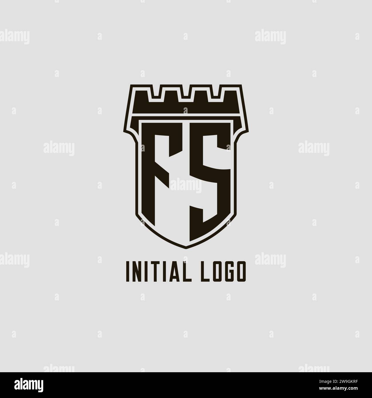 Monogram FS with shield fortress logo design style vector graphic Stock ...