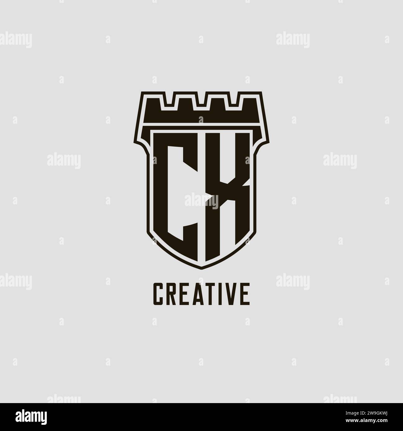 Monogram CX with shield fortress logo design style vector graphic Stock ...