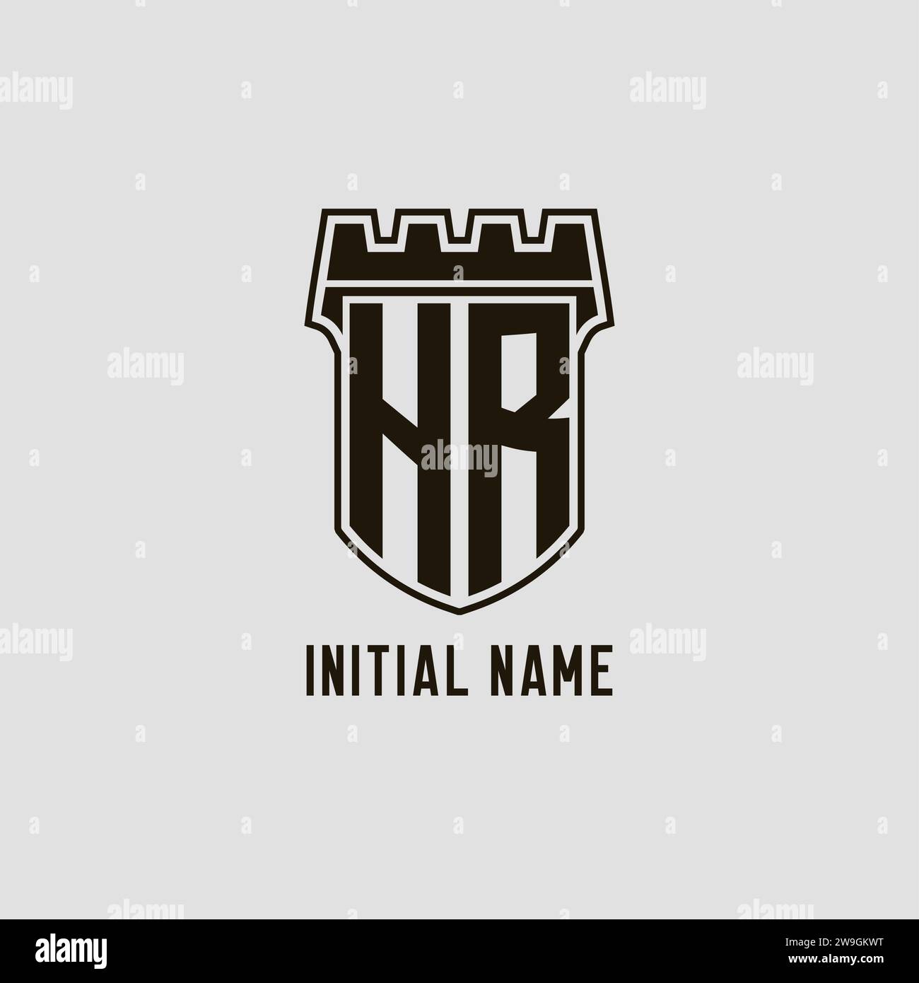 Monogram HR with shield fortress logo design style vector graphic Stock ...