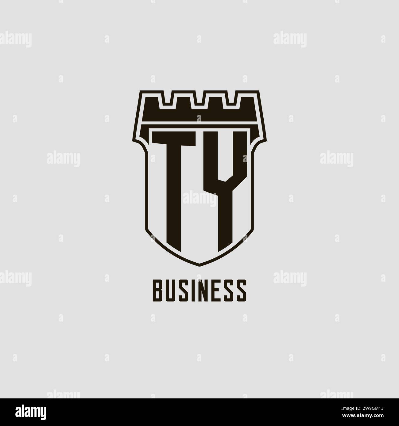 Monogram TY with shield fortress logo design style vector graphic Stock ...