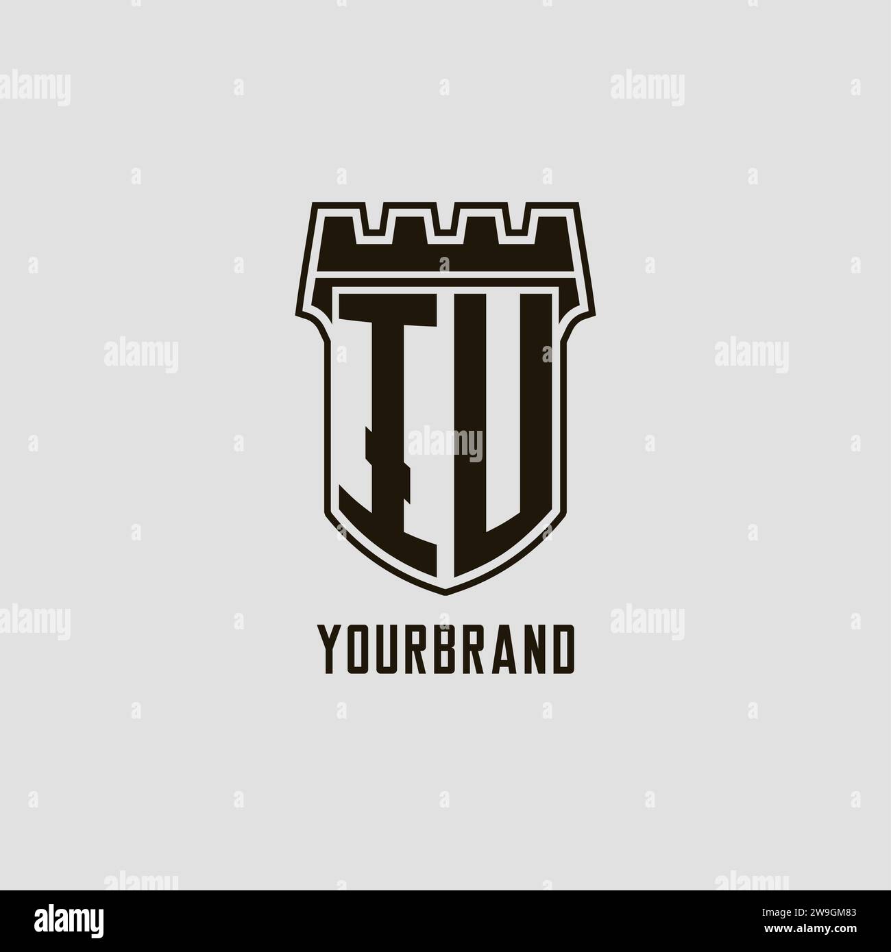 Monogram IU with shield fortress logo design style vector graphic Stock ...