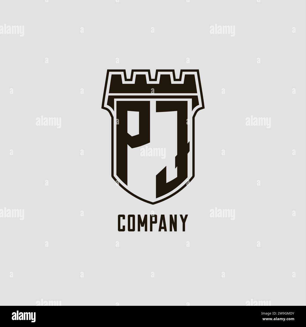Monogram PJ with shield fortress logo design style vector graphic Stock Vector Image & Art - Alamy