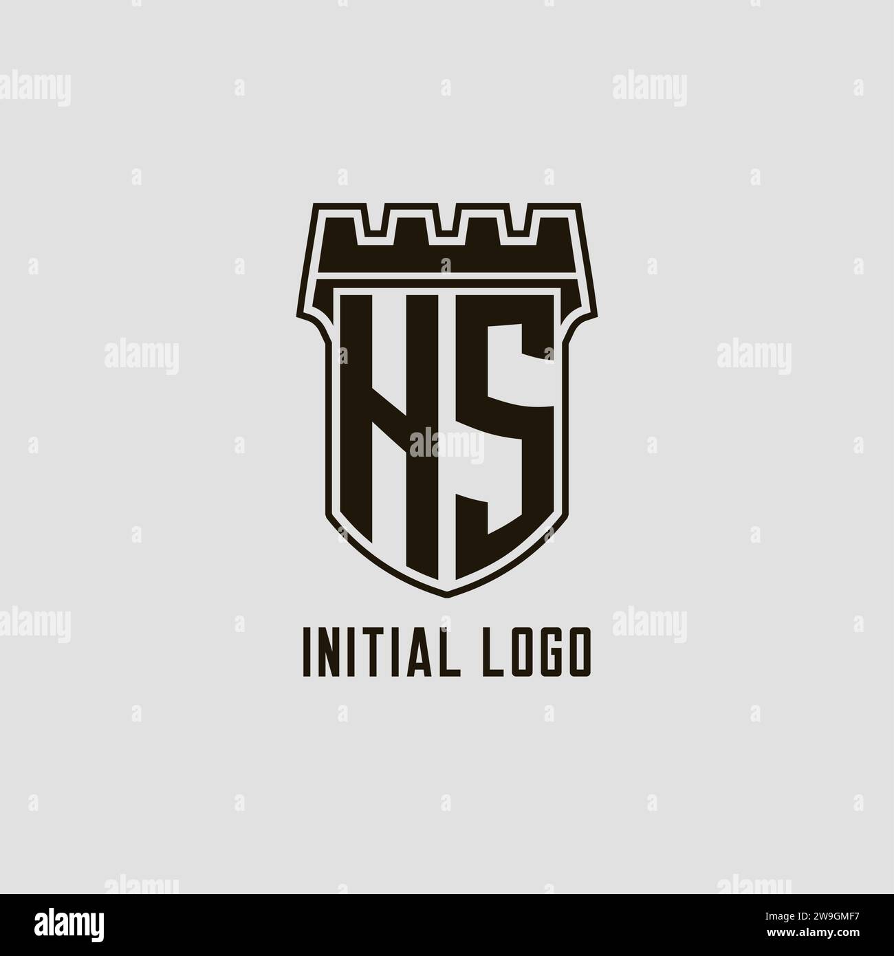 Monogram HS with shield fortress logo design style vector graphic Stock ...
