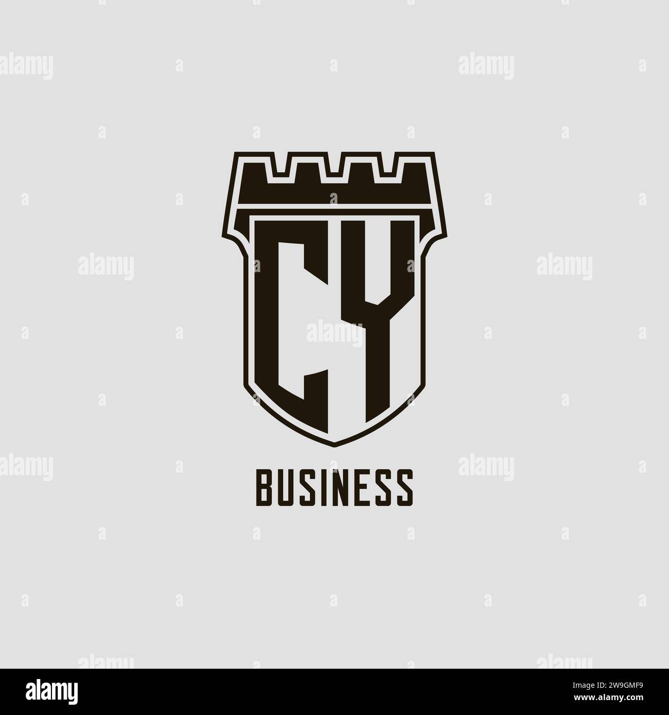 Monogram CY with shield fortress logo design style vector graphic Stock ...