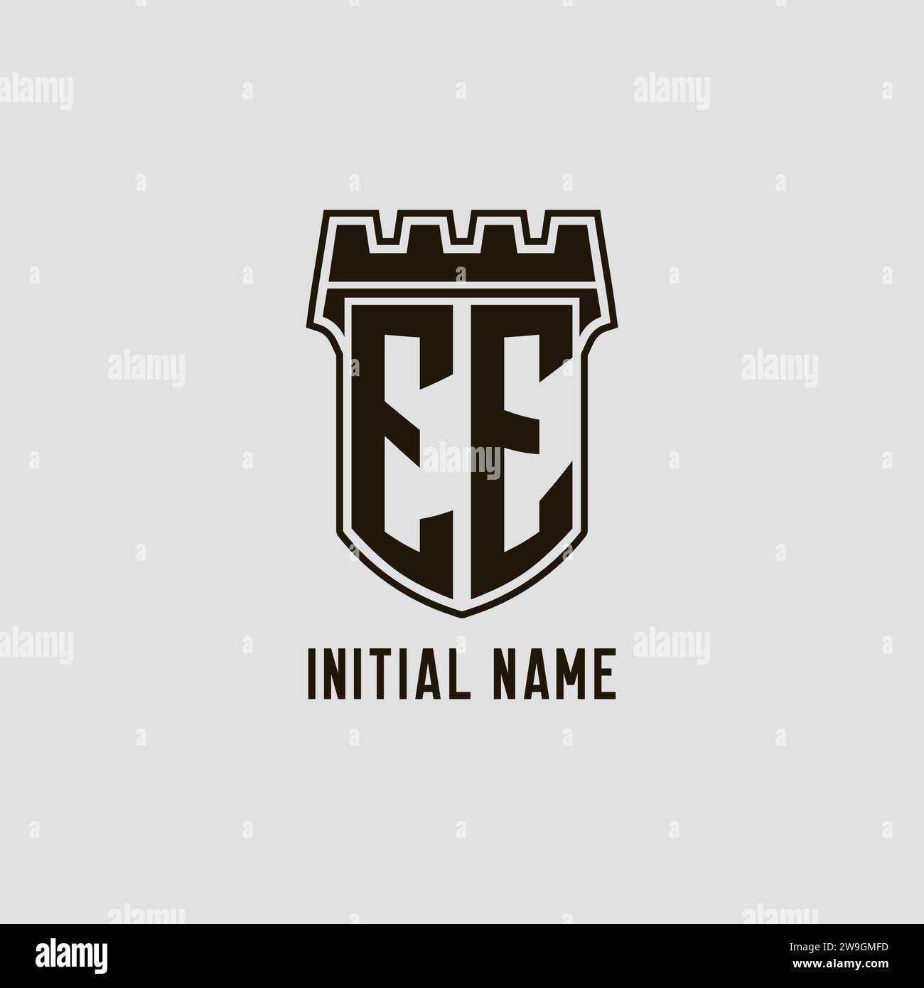 Monogram EE with shield fortress logo design style vector graphic Stock ...