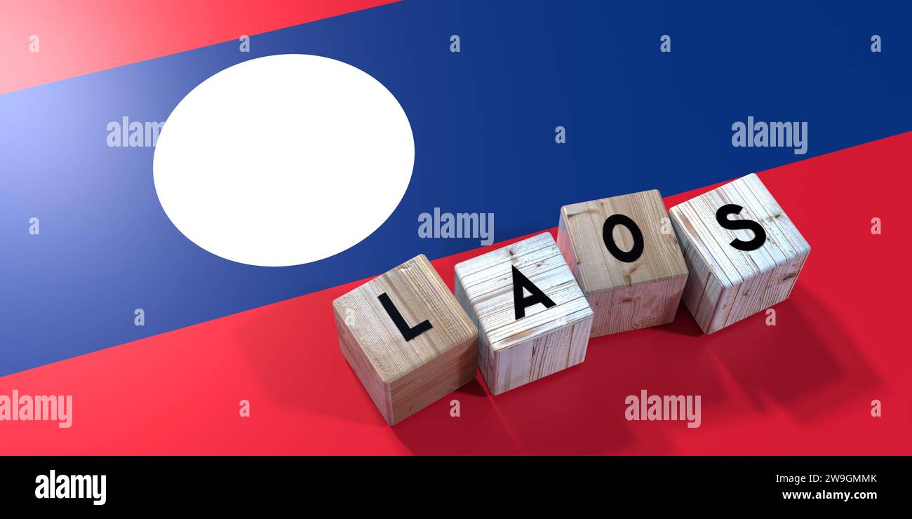 Laos - wooden cubes and country flag - 3D illustration Stock Photo - Alamy