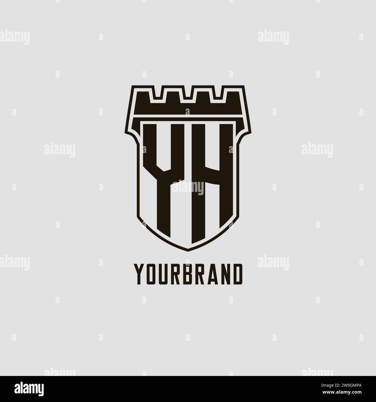 Monogram YH with shield fortress logo design style vector graphic Stock ...