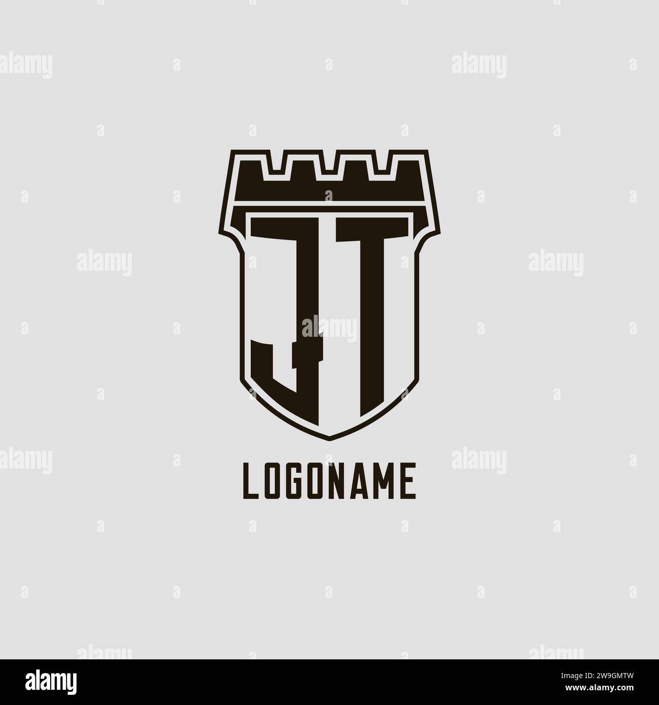Monogram JT with shield fortress logo design style vector graphic Stock Vector Image & Art - Alamy