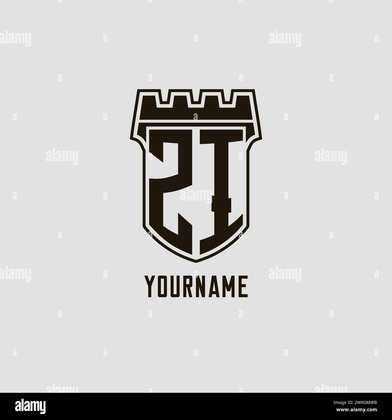 Monogram ZI with shield fortress logo design style vector graphic Stock Vector Image & Art - Alamy