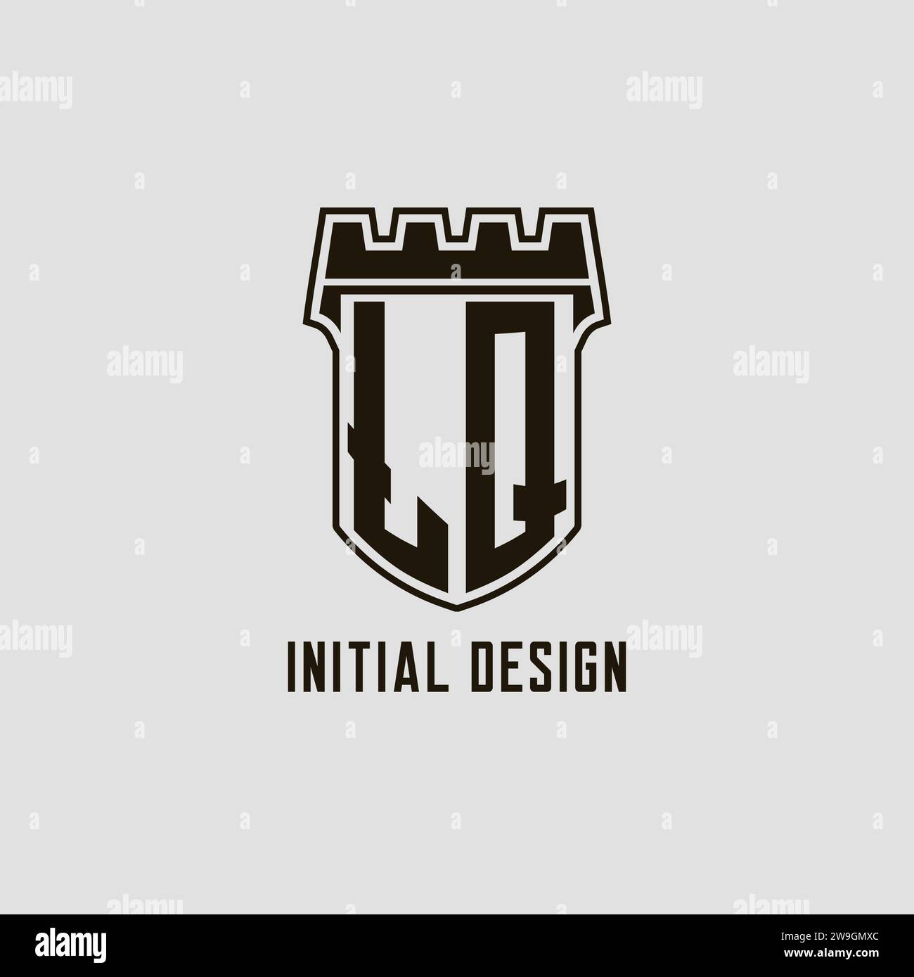 Monogram LQ with shield fortress logo design style vector graphic Stock ...