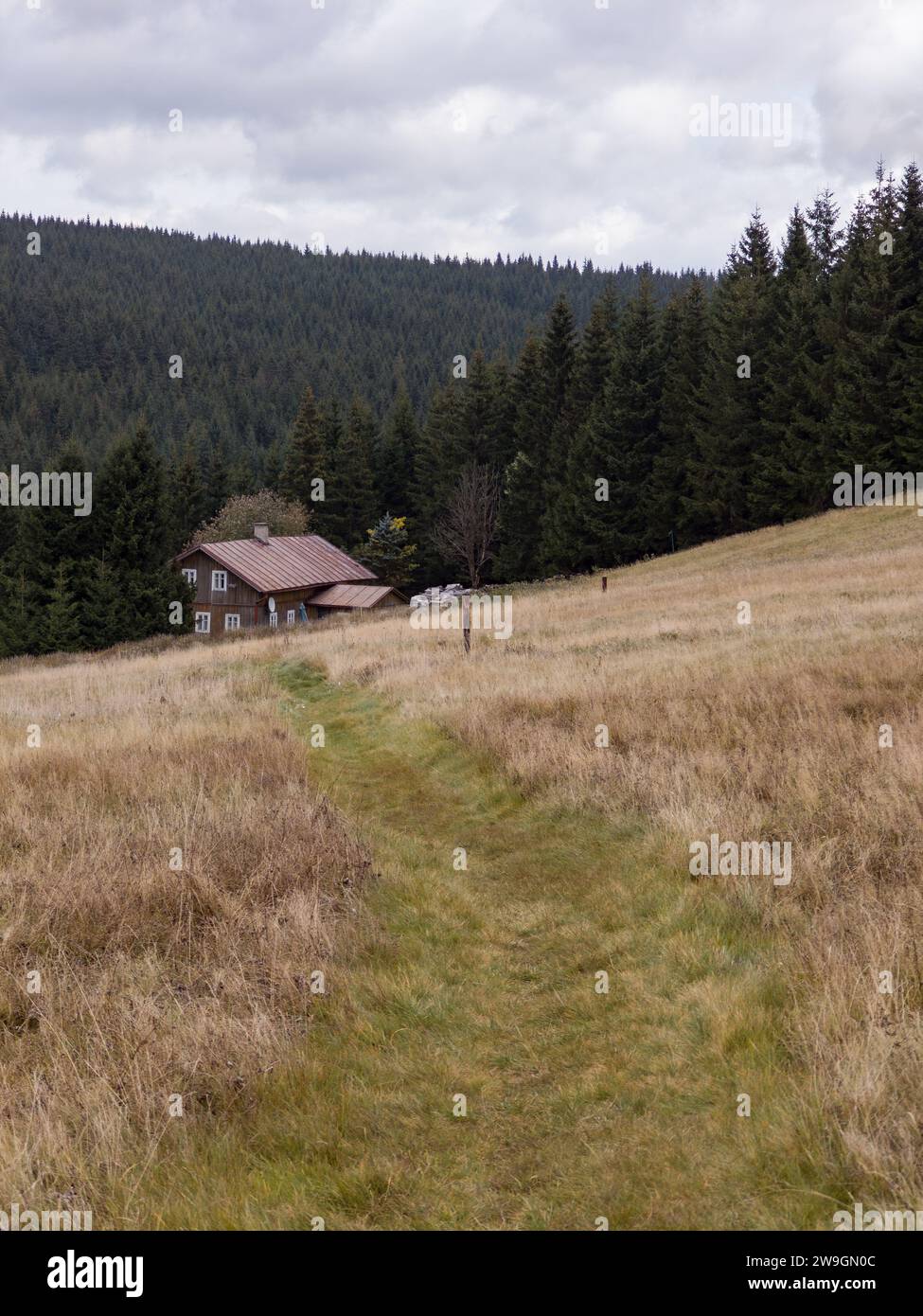 Mountain landscape in the spring in the Jizera Mountains, Jizerka ...