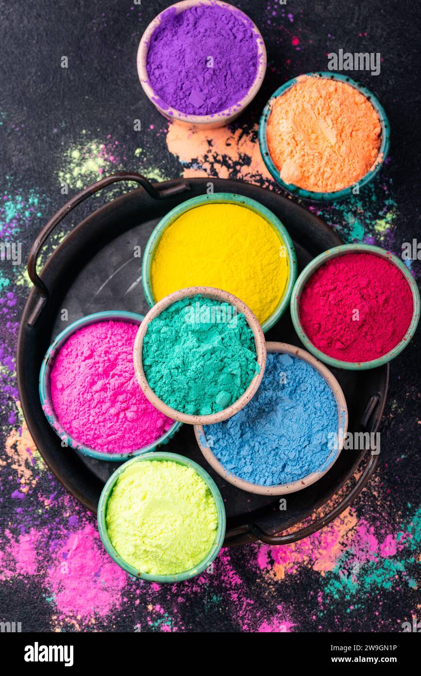 Gulal colors for Indian Holi festival Stock Photo - Alamy