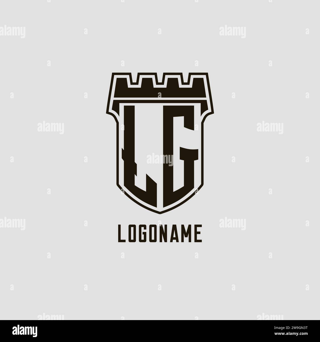 Monogram LG with shield fortress logo design style vector graphic Stock Vector Image & Art - Alamy