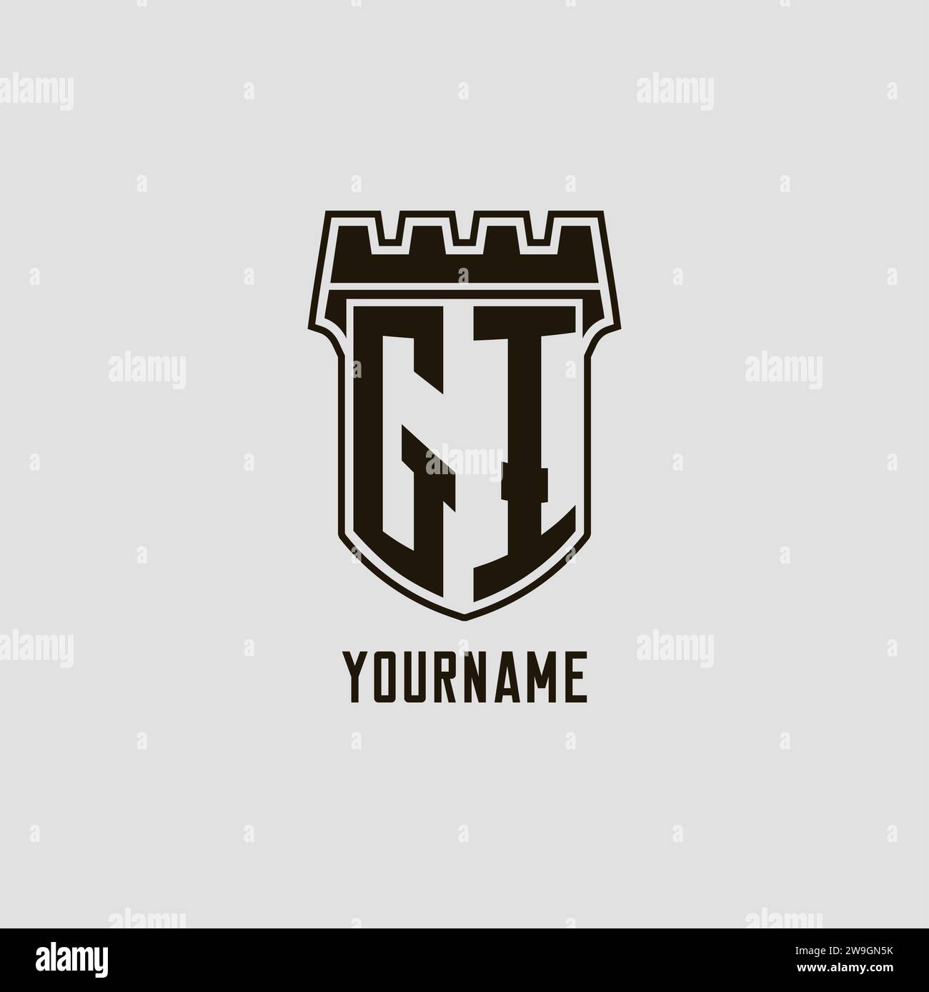 Monogram GI with shield fortress logo design style vector graphic Stock Vector Image & Art - Alamy