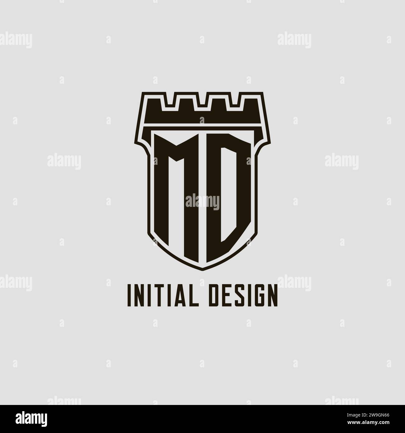 Monogram MD with shield fortress logo design style vector graphic Stock ...