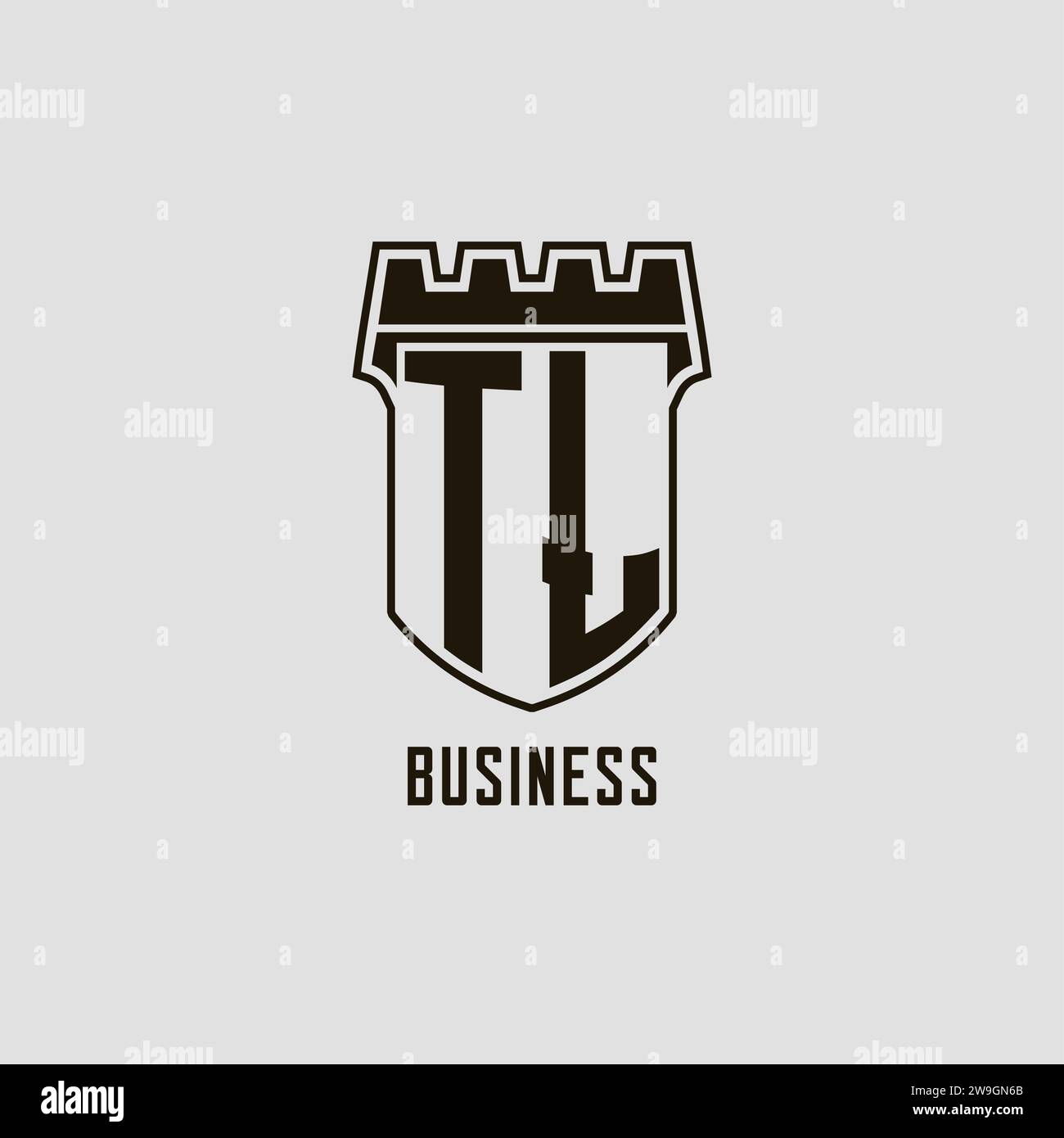 Monogram TL with shield fortress logo design style vector graphic Stock ...