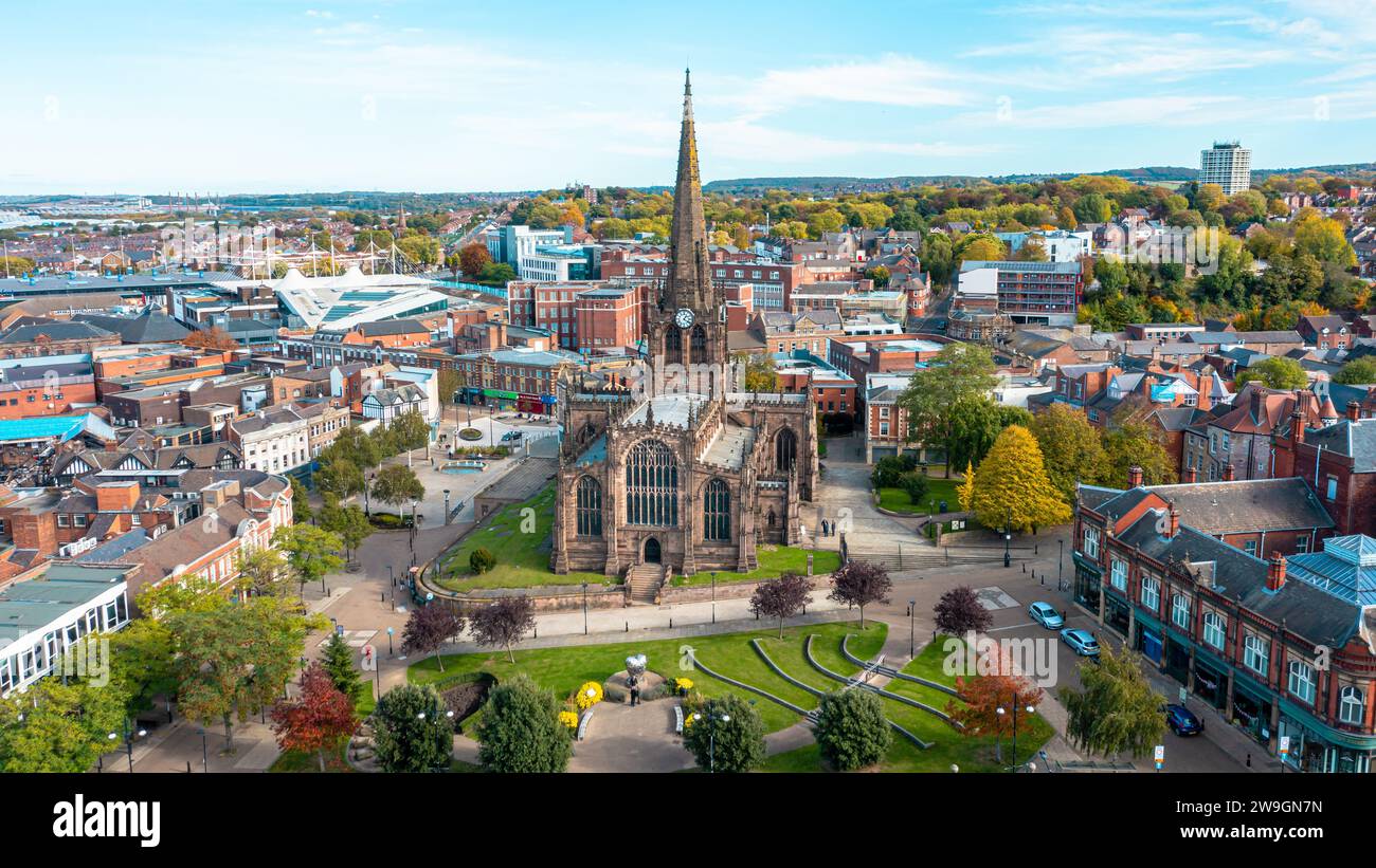Aerial Photo of Rotherham Town Centre and Rotherham Minster / All ...