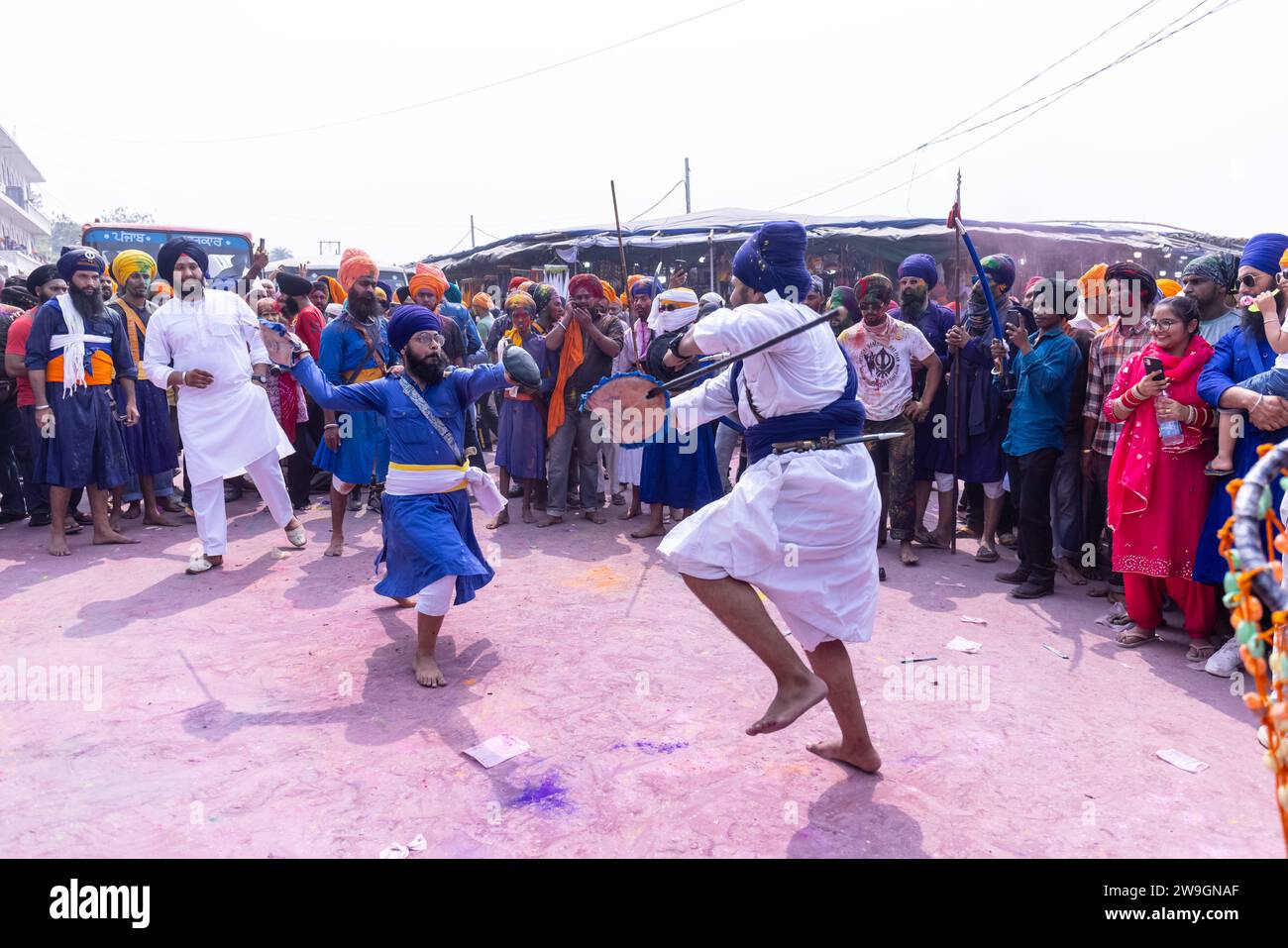 Sikh male (Nihang Sardar) performing martial art as culture during the ...