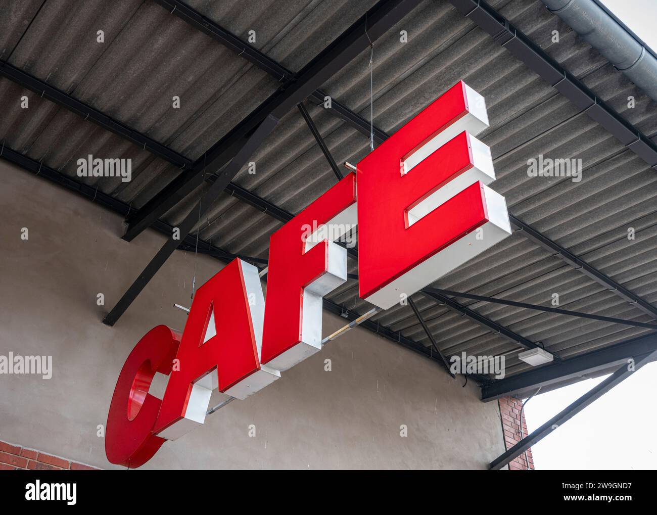 Red Logo Cafe, Berlin, Germany Stock Photo - Alamy