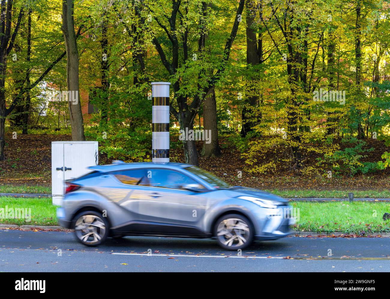 Driving Cars Next To A Lightning Column, Blur, Hamburg, Germany, Europe ...