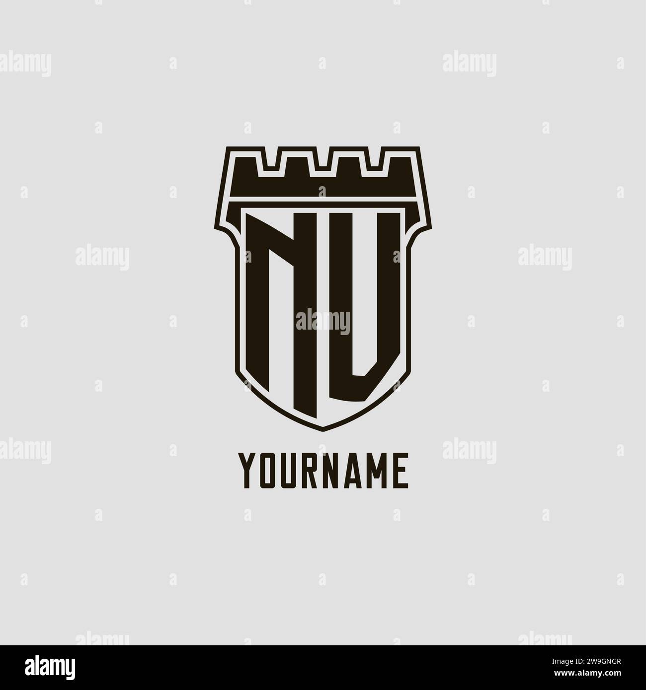 Monogram NV with shield fortress logo design style vector graphic Stock Vector Image & Art - Alamy