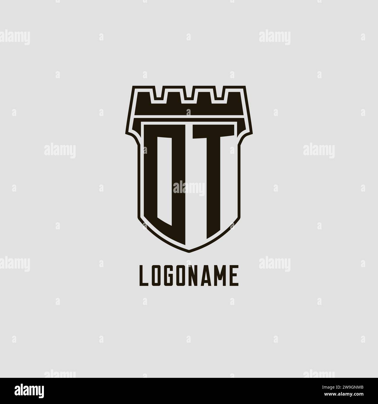Monogram OT with shield fortress logo design style vector graphic Stock ...