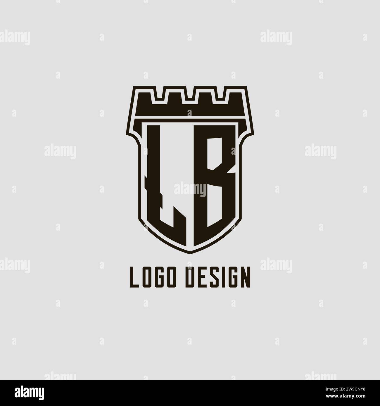 Monogram LB with shield fortress logo design style vector graphic Stock ...