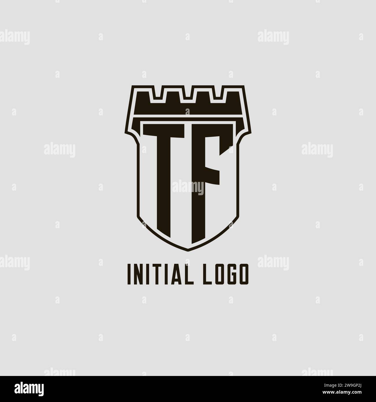 Monogram TF with shield fortress logo design style vector graphic Stock ...