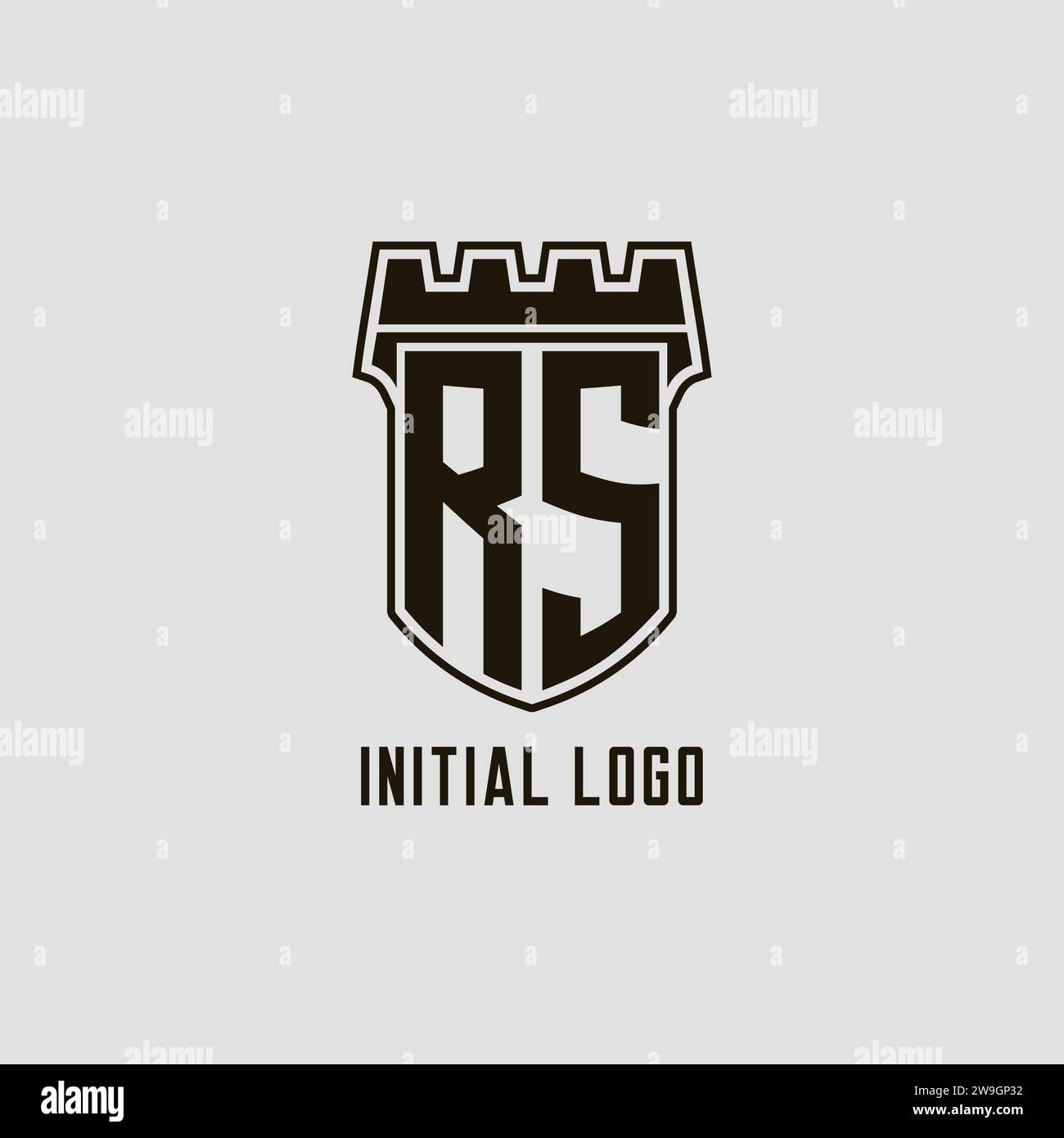 Monogram RS with shield fortress logo design style vector graphic Stock ...