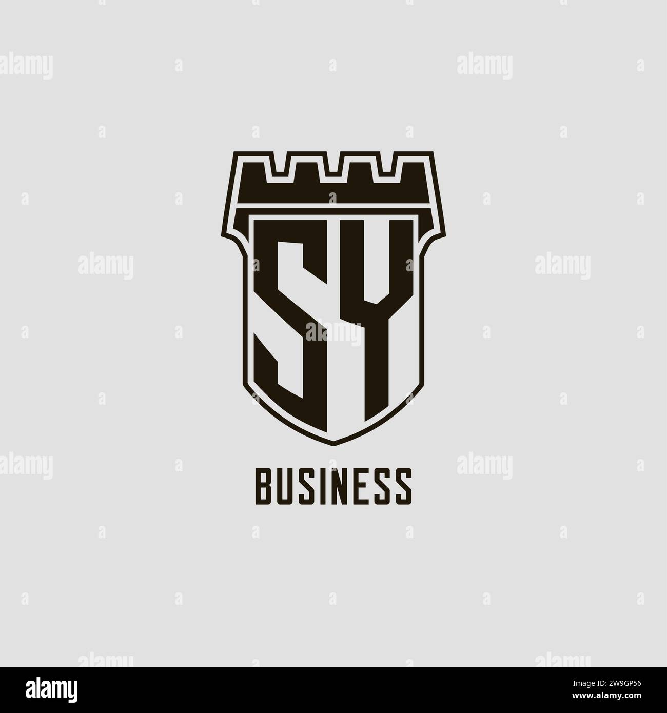 Monogram SY with shield fortress logo design style vector graphic Stock ...