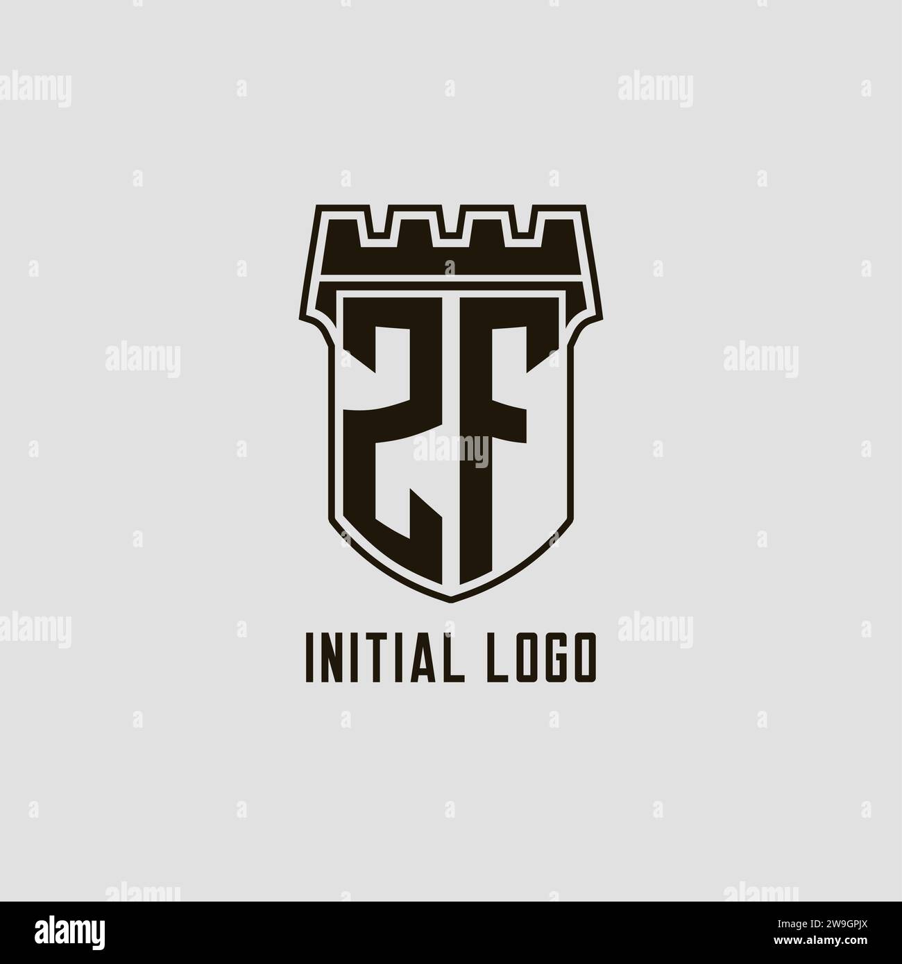 Monogram ZF with shield fortress logo design style vector graphic Stock ...