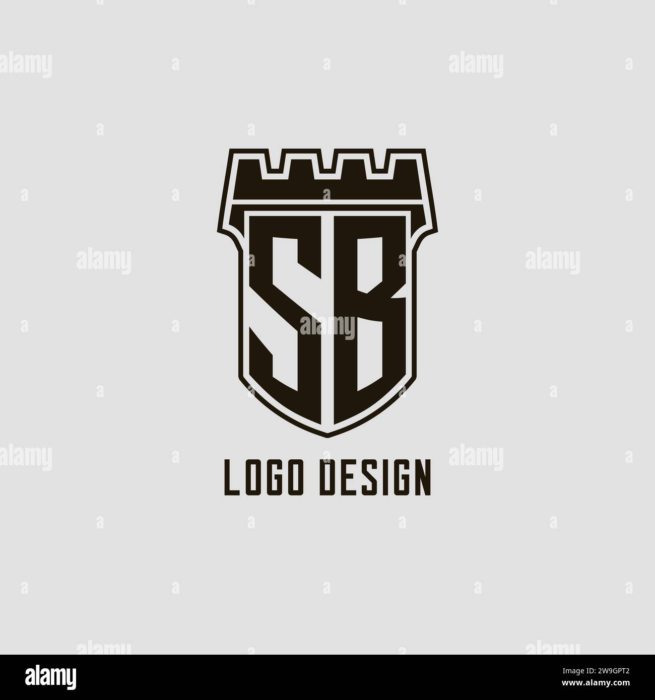Monogram SB with shield fortress logo design style vector graphic Stock ...