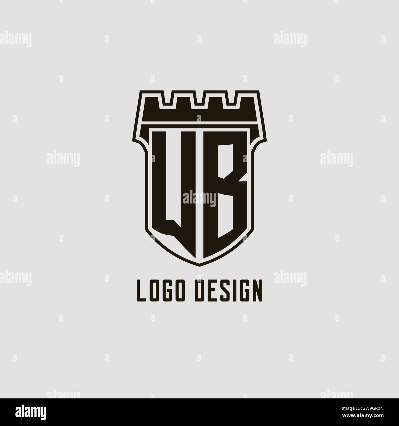 Monogram WB with shield fortress logo design style vector graphic Stock ...