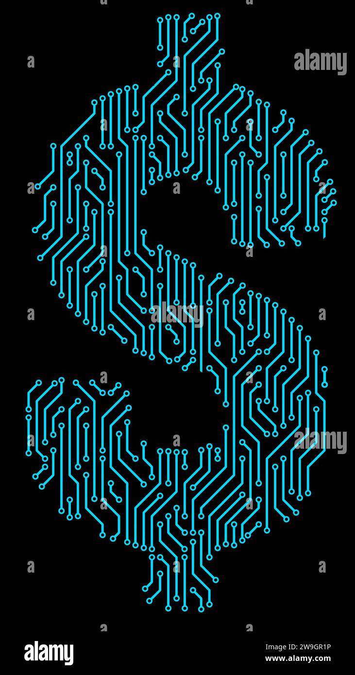 Us dollar blue circuit texture futuristic symbol USD Stock Photo - Alamy