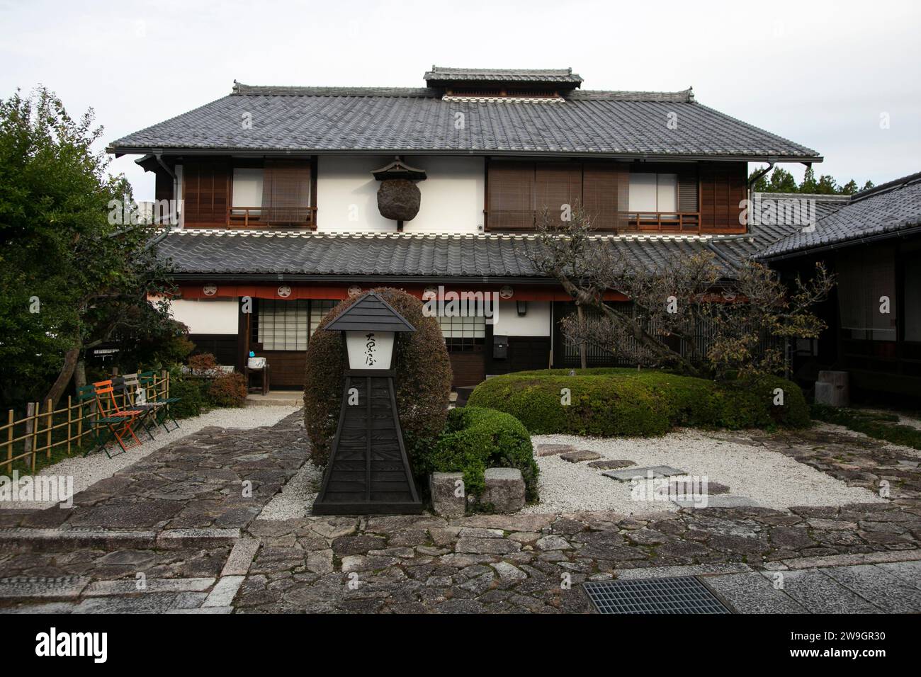 Streets and traditional Japanese houses at Magome Juku town along the ...