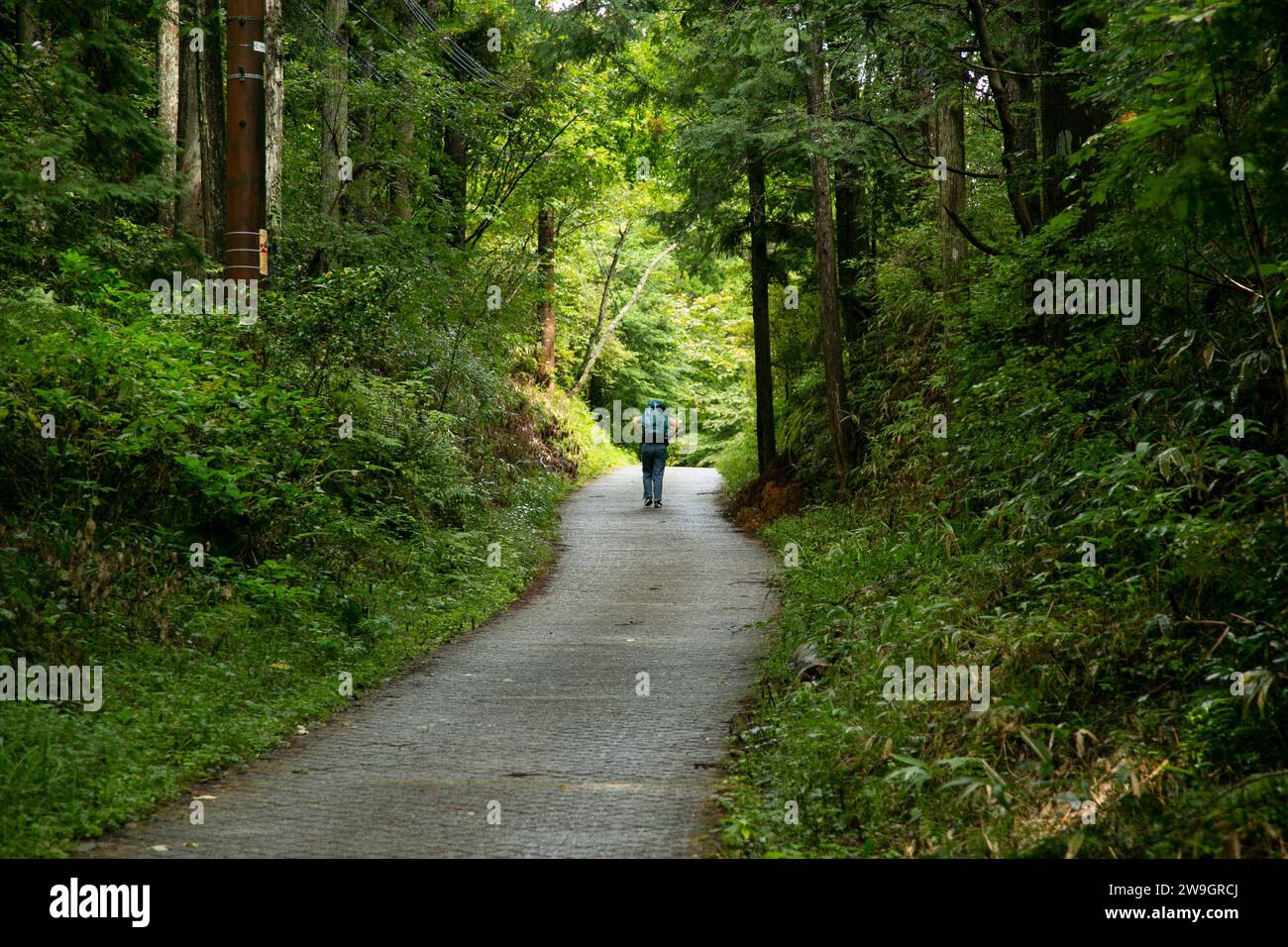 Walking the road following the Nakasendo trail between Nagiso and ...