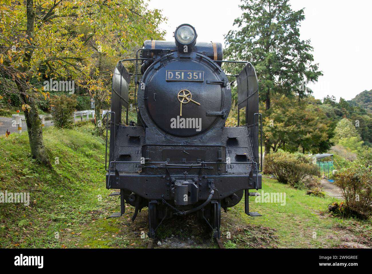 Nagiso, Japan; 1st October 2023: Black old locomotive train in Nagiso ...