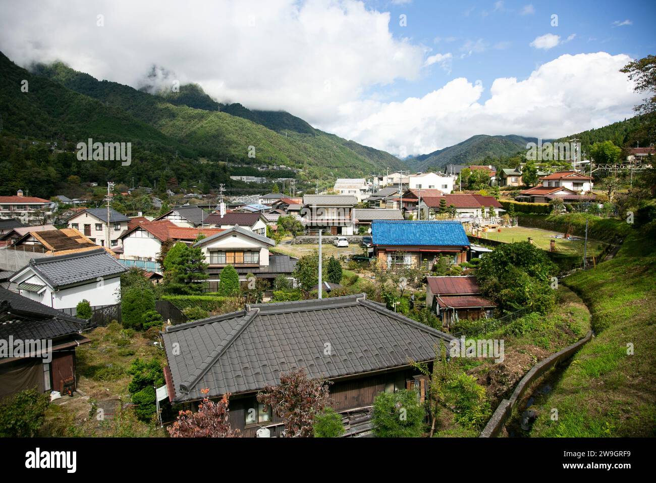 Nagiso, Japan; 1st October 2023: Beautiful town next to Tsumago post ...
