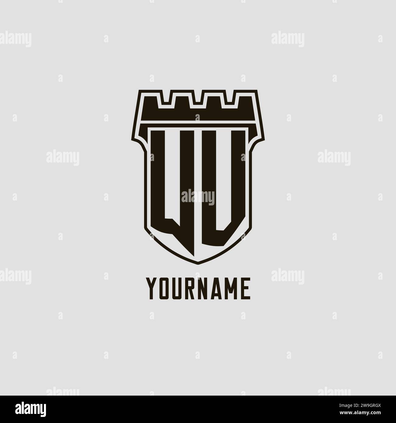 Monogram WV with shield fortress logo design style vector graphic Stock ...