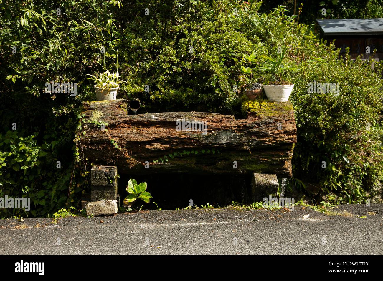 Streets and traditional Japanese houses at Magome Juku town along the ...
