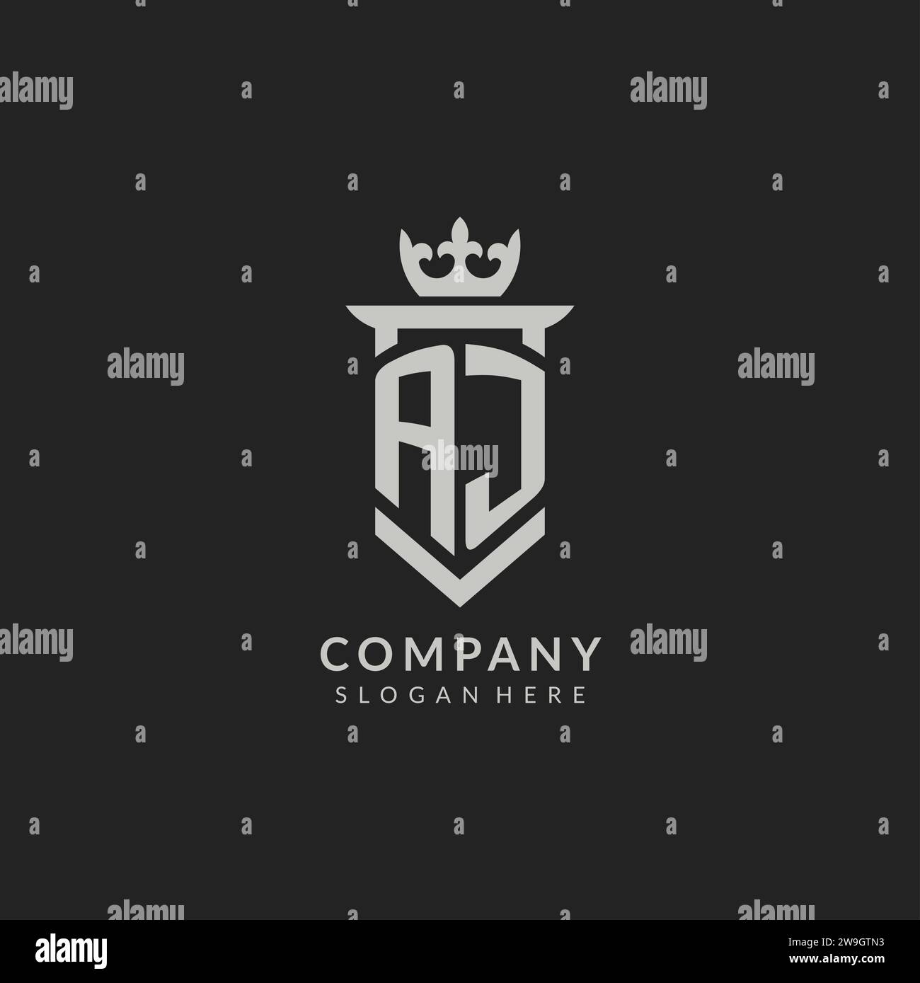 Initial AJ shield and crown logo style vector graphic Stock Vector ...