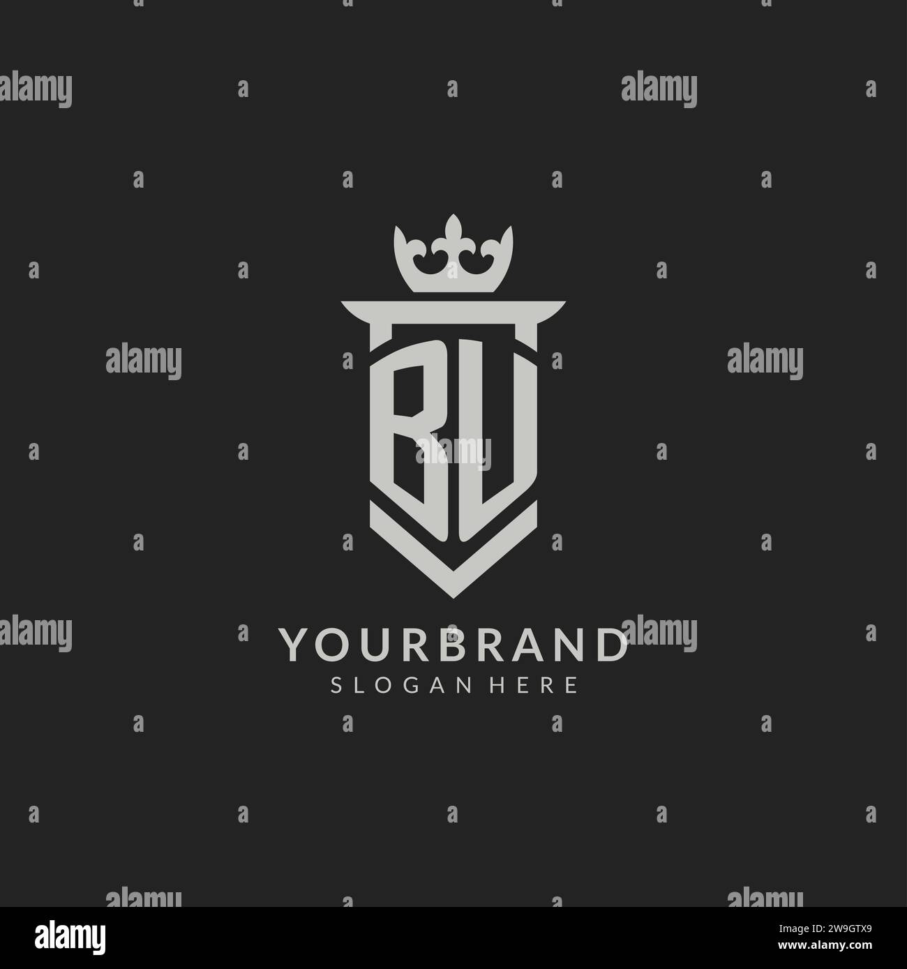 Initial BU shield and crown logo style vector graphic Stock Vector ...