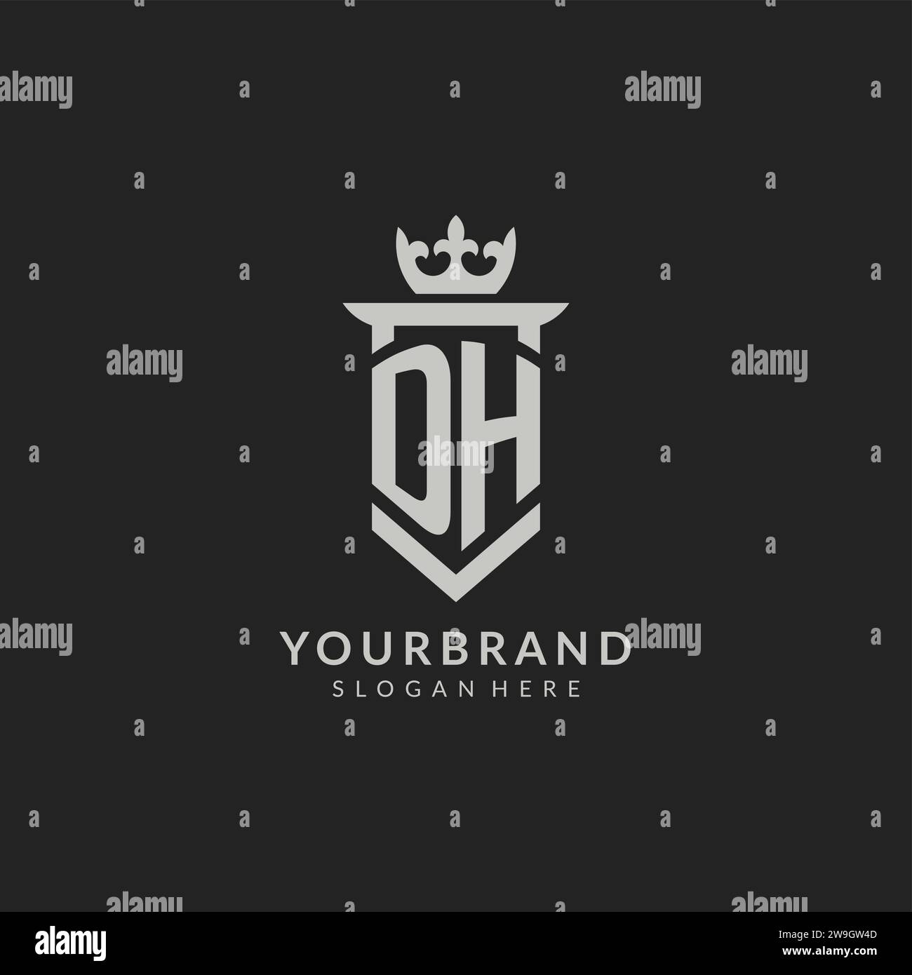 Initial DH shield and crown logo style vector graphic Stock Vector ...