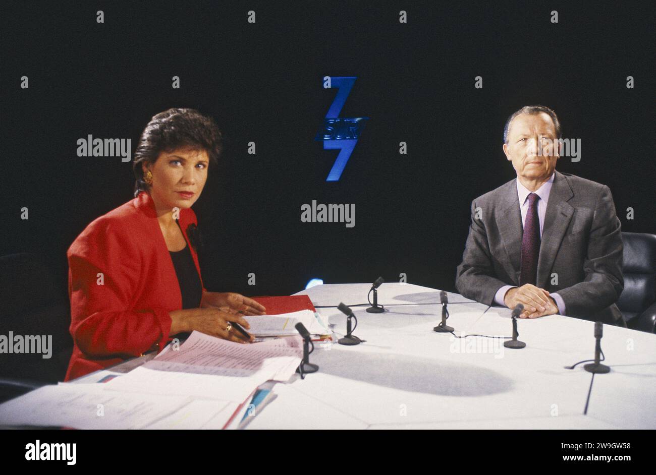 File photo - French journalist and newscaster Anne Sinclair on the set ...
