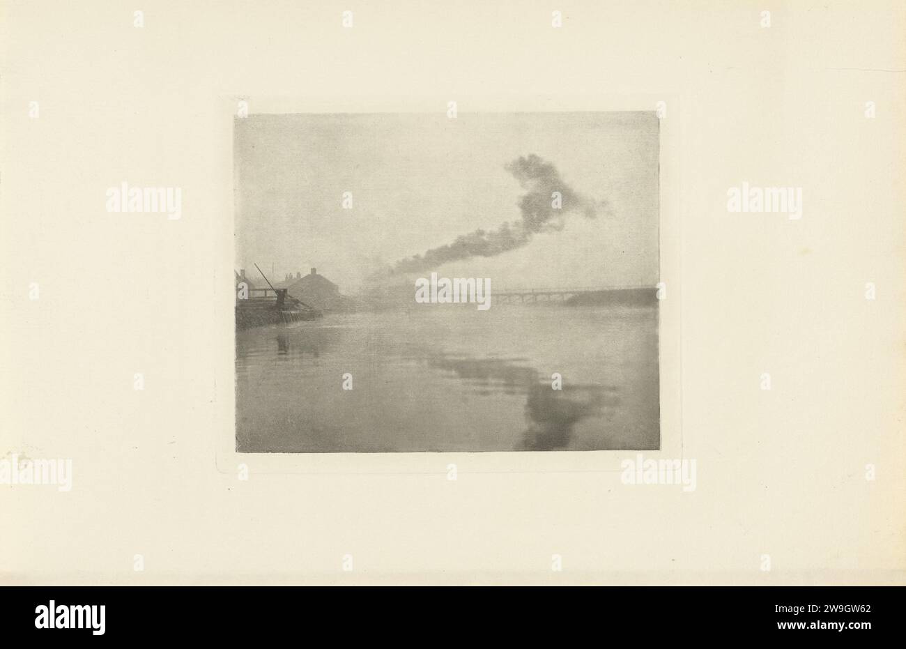 River landscape with railway bridge, 1890 - 1895 photomechanical print ...