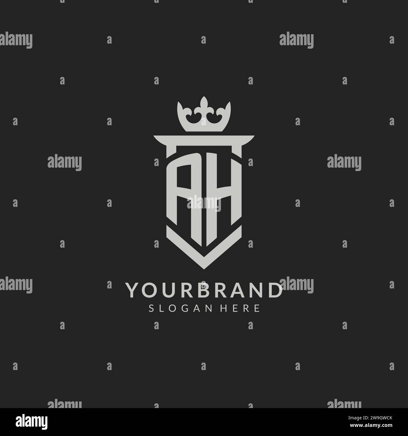 Initial AH shield and crown logo style vector graphic Stock Vector ...