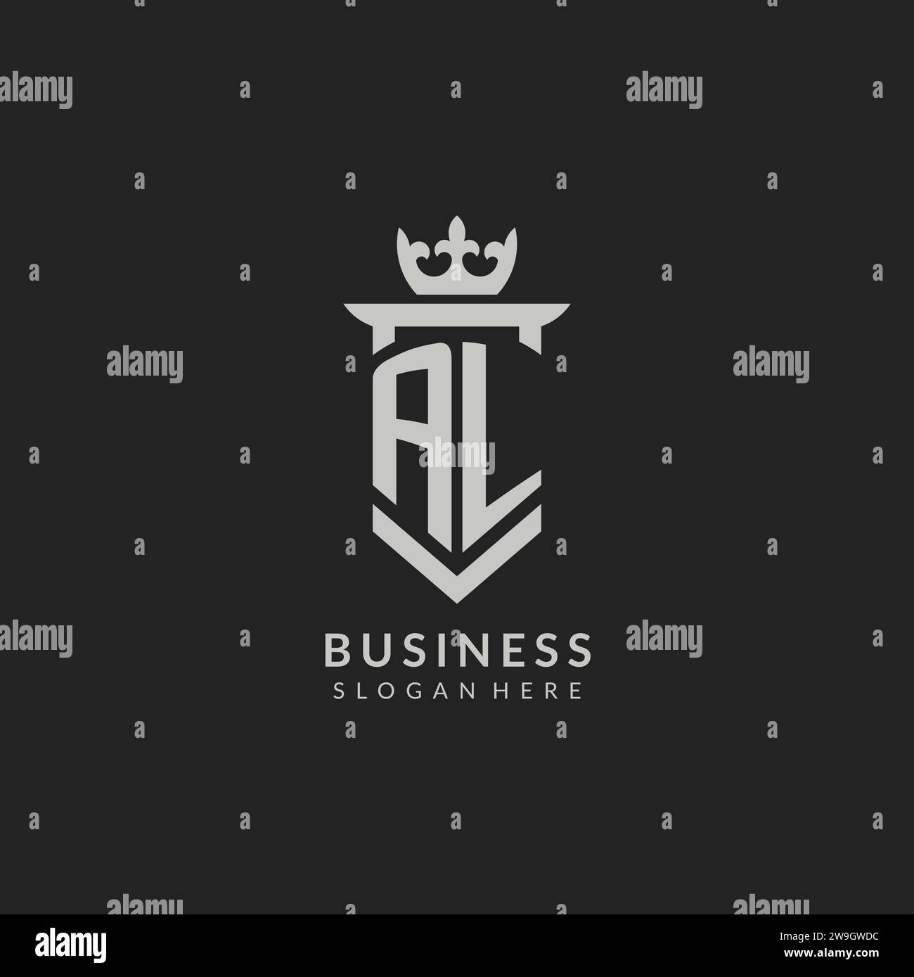 Initial AL shield and crown logo style vector graphic Stock Vector ...